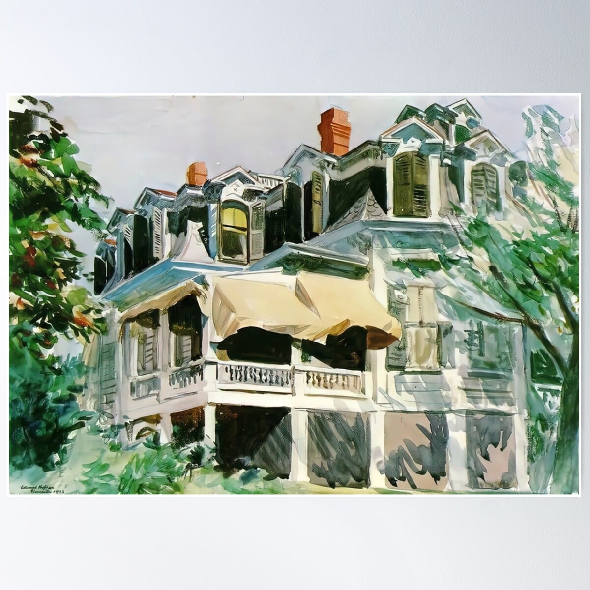 Mansard Roof Edward Hopper Paintings Poster Wall Art, Modern Wall Decor ...