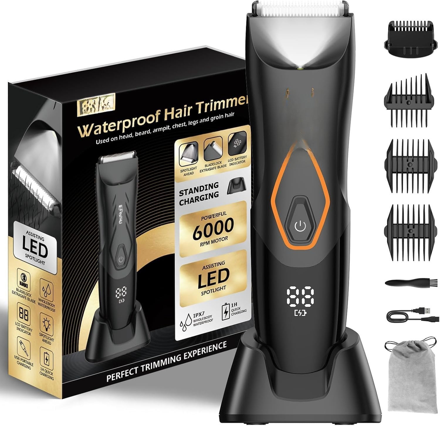 Manscape Hair Trimmer for Men, Pubic Groin Hair Trimmer for Men with ...