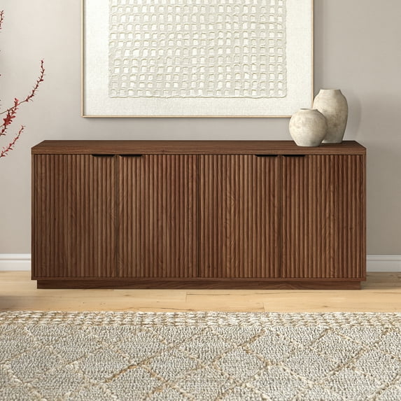 Mansfield 68" Wide Rectangular Fluted Buffet Table in Satin Walnut ...