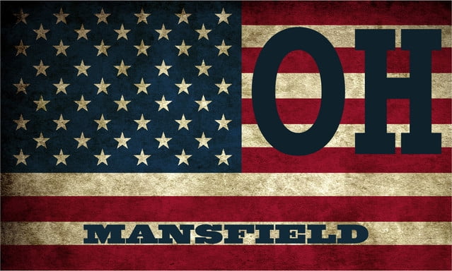 Mansfield OH Ohio Richland County Vintage US Flag Decal Bumper Sticker ...