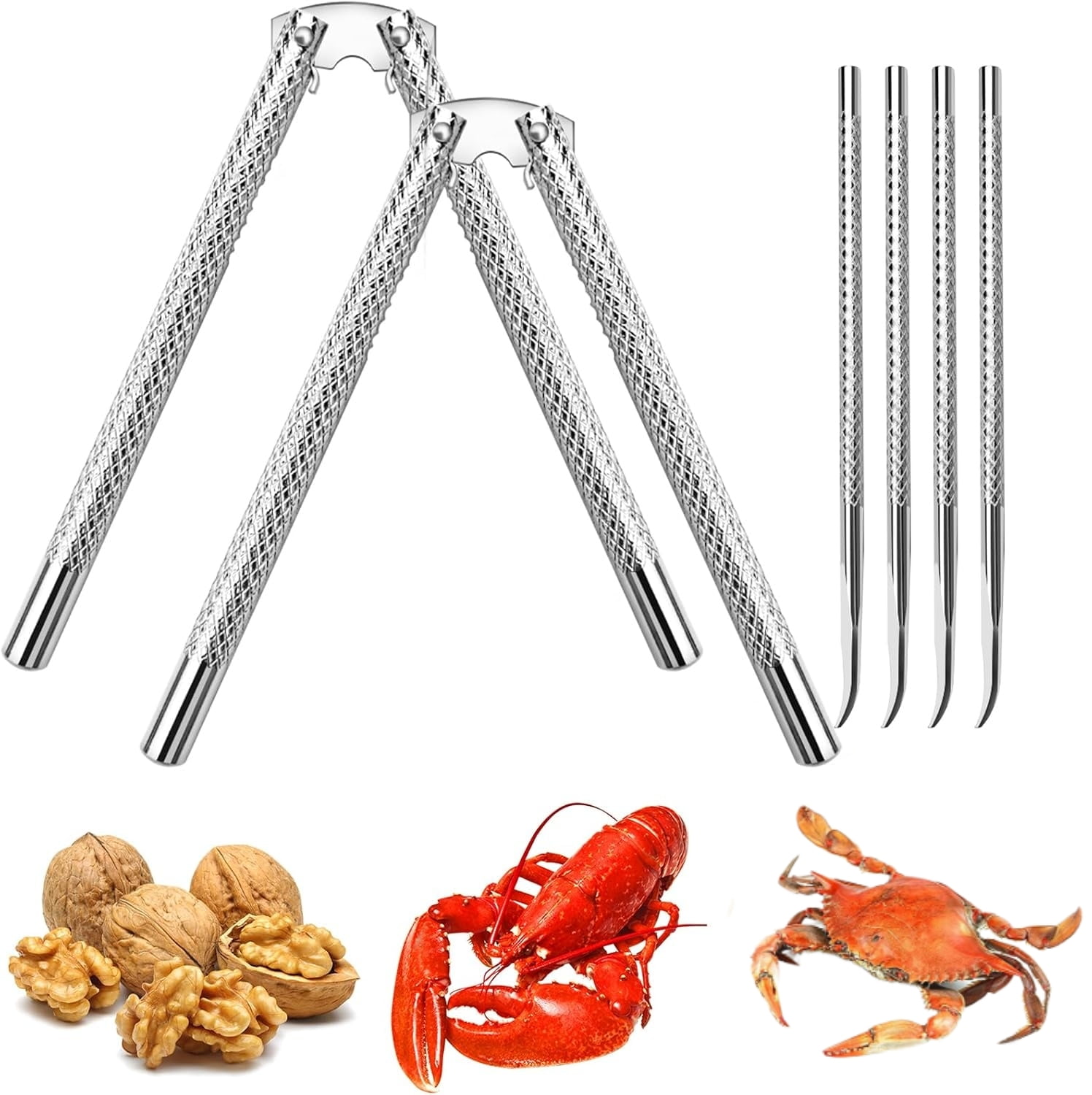 Manss 6 Pieces Nut Cracker Set Nutcracker and Pick Stainless Steel ...