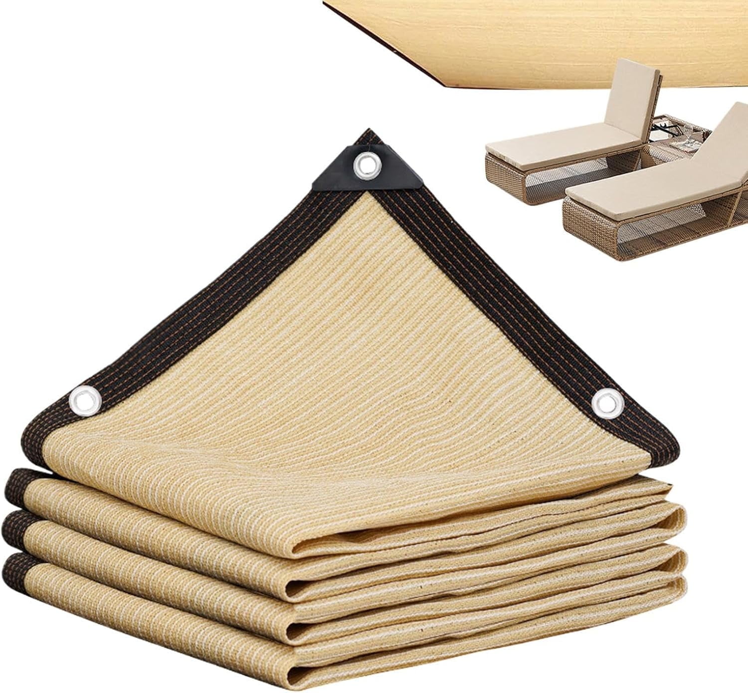 Manss 85% Beige Shade Cloth, 6.5x10 ft Sunblock Shade Cloth with ...