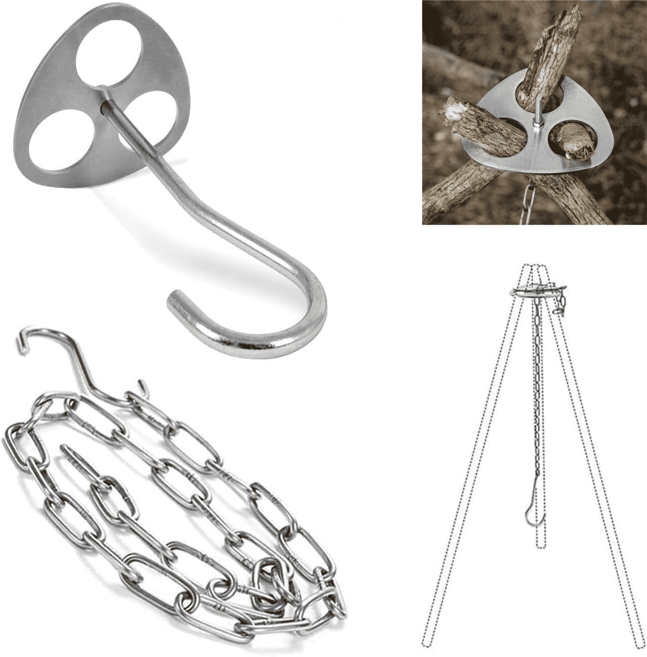 Manss Camping Tripod for Cooking, Stainless Steel Cooking Tripod for ...
