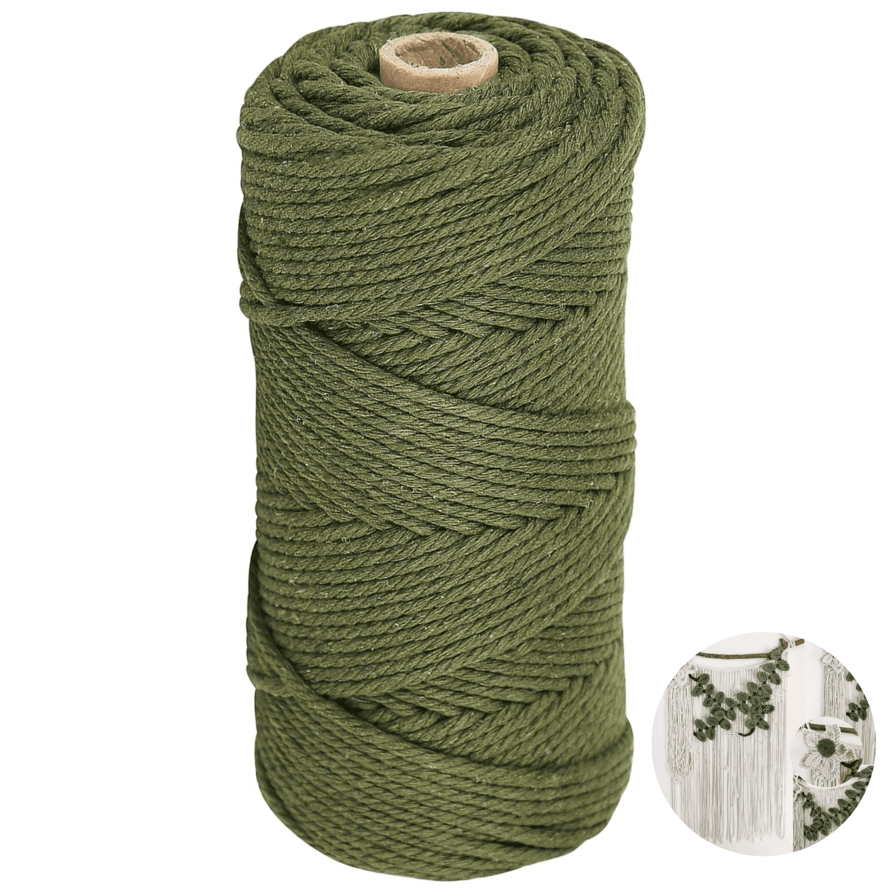 Manss Cotton Rope for Crafts, Natural Cotton Macrame Cord,3mm x109 ...