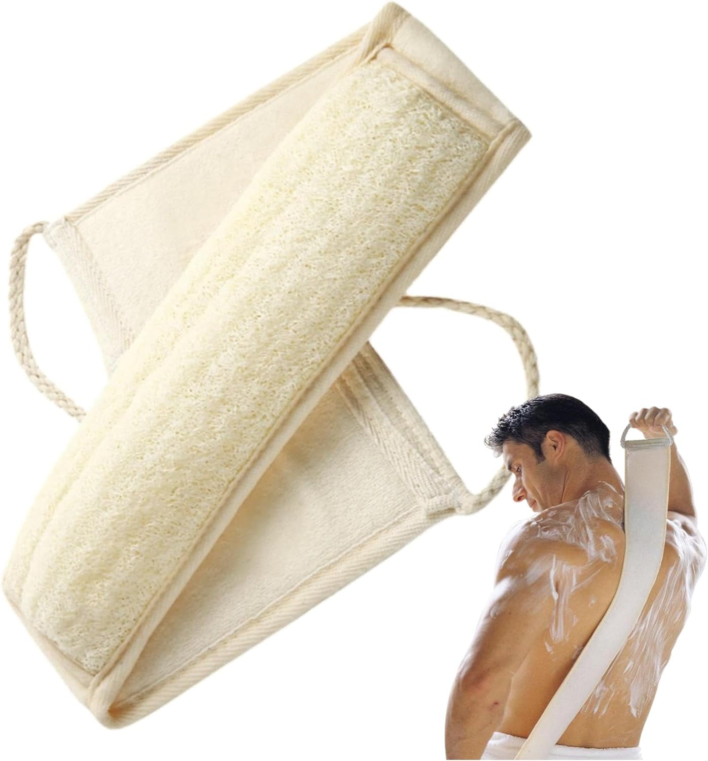 Manss Exfoliating Natural Loofah Sponge Back Scrubber for Shower ...