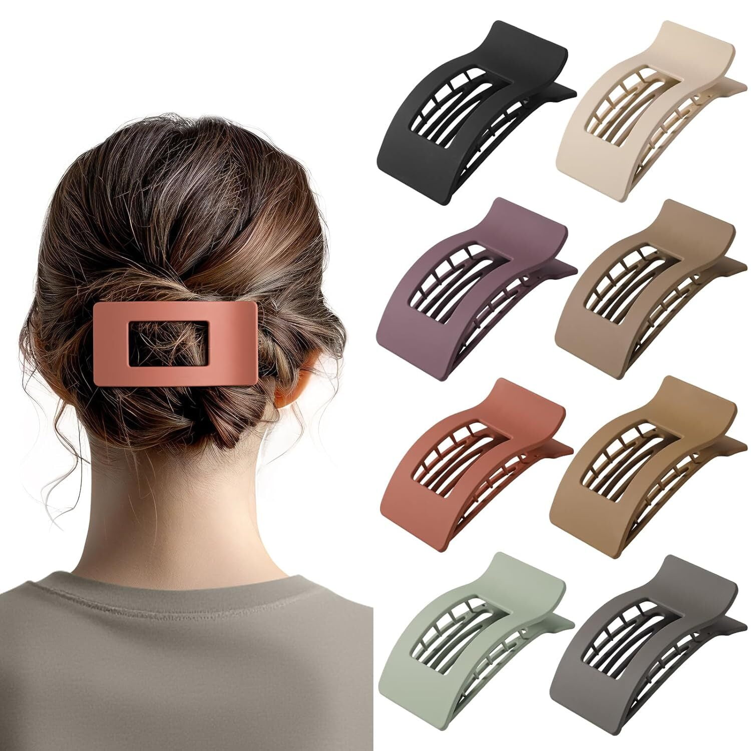 Manss Flat Hair Clips for Women,Flat Claw Clips, Large Strong Hold ...
