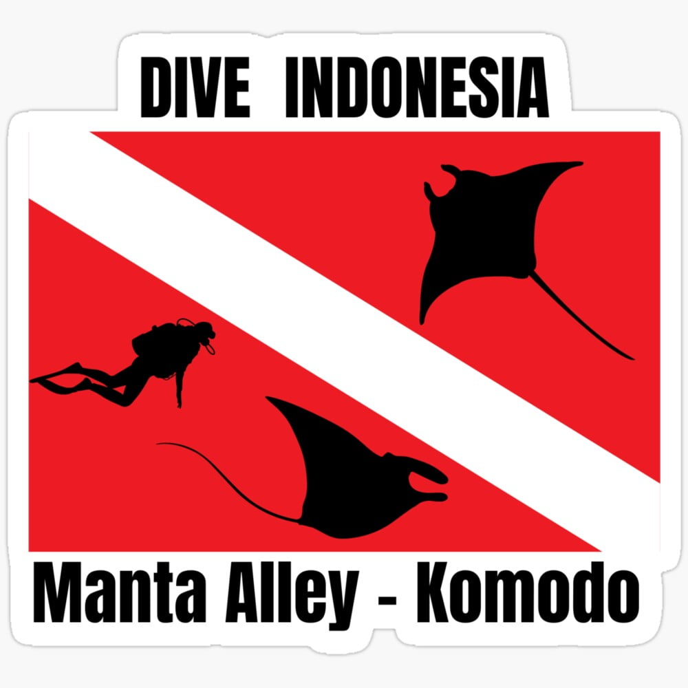 Manta Alley - Komodo, Dive Indonesia Sticker Phone Decal Water Bottle ...