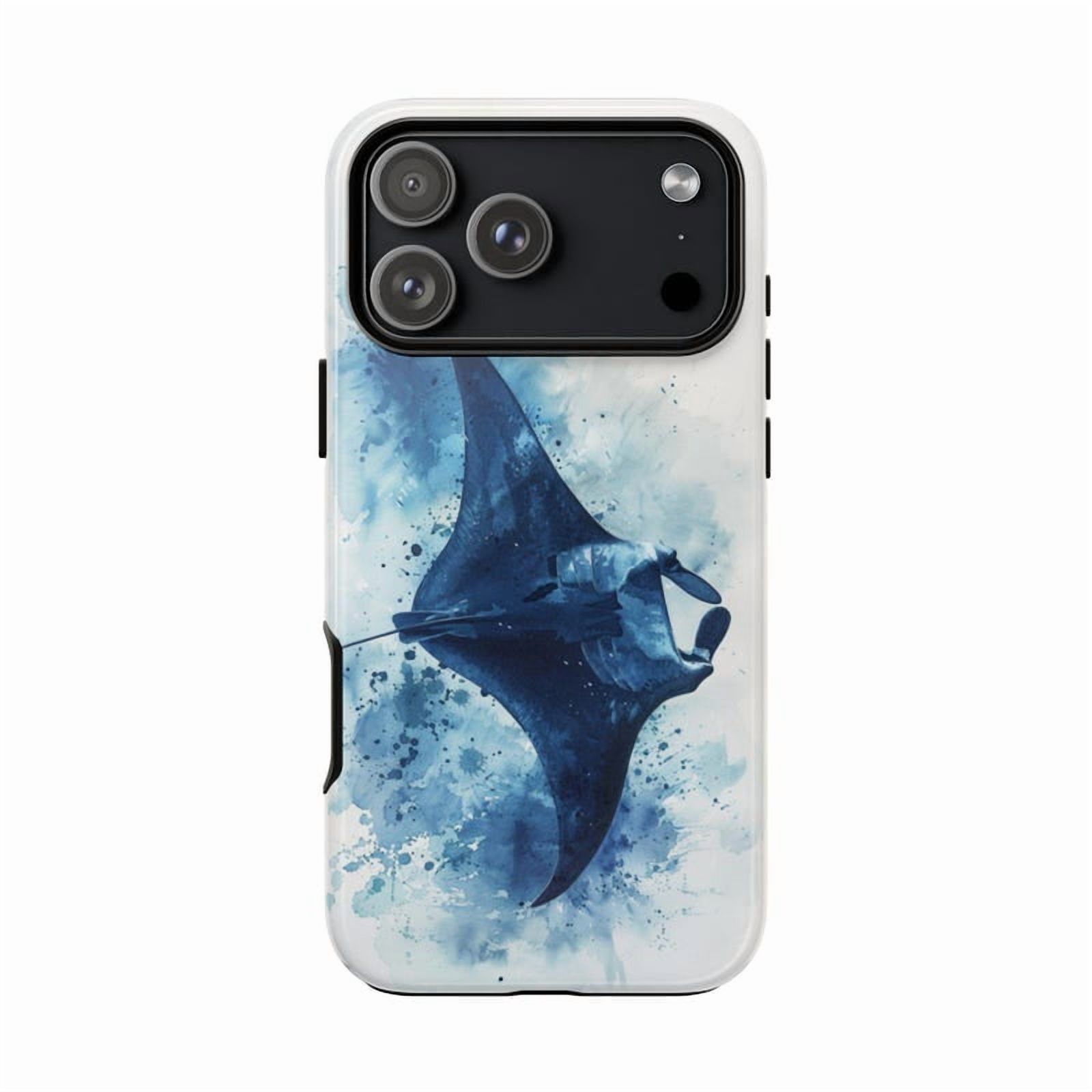 Manta Ray Blue Watercolor Stingray Ocean Art iPhone Case 17 16 15 14 13 ...