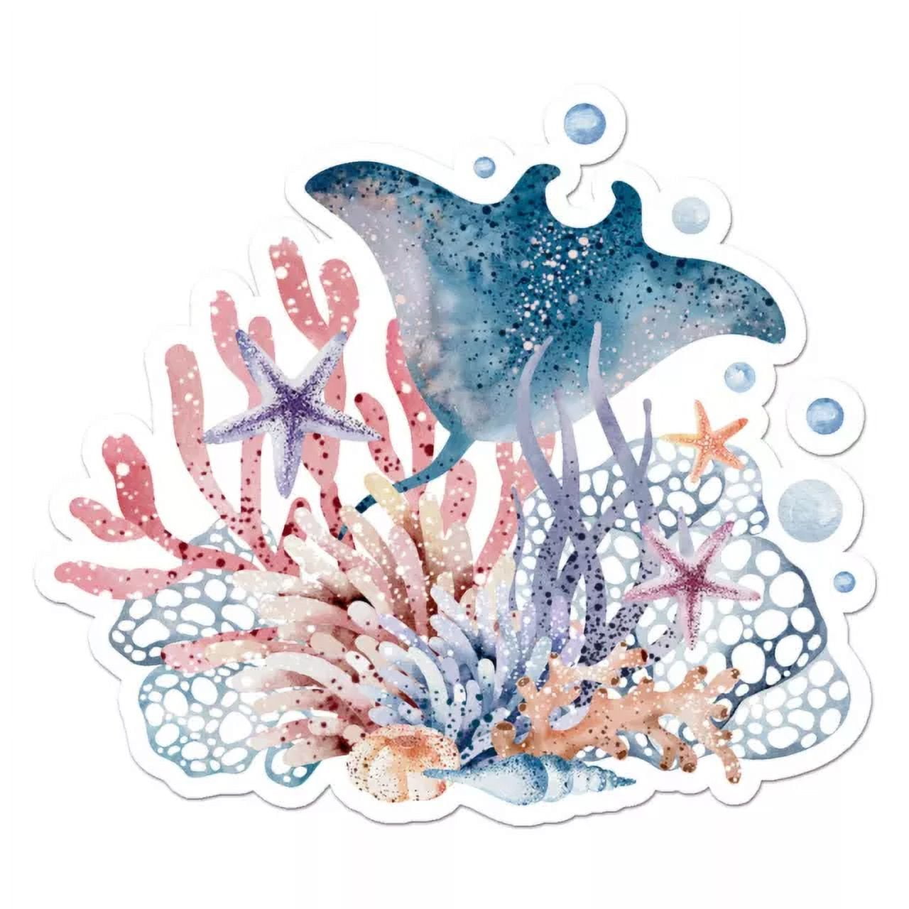 Manta Ray Coral Sticker Phone Decal Water Bottle Stickers Car Decals ...