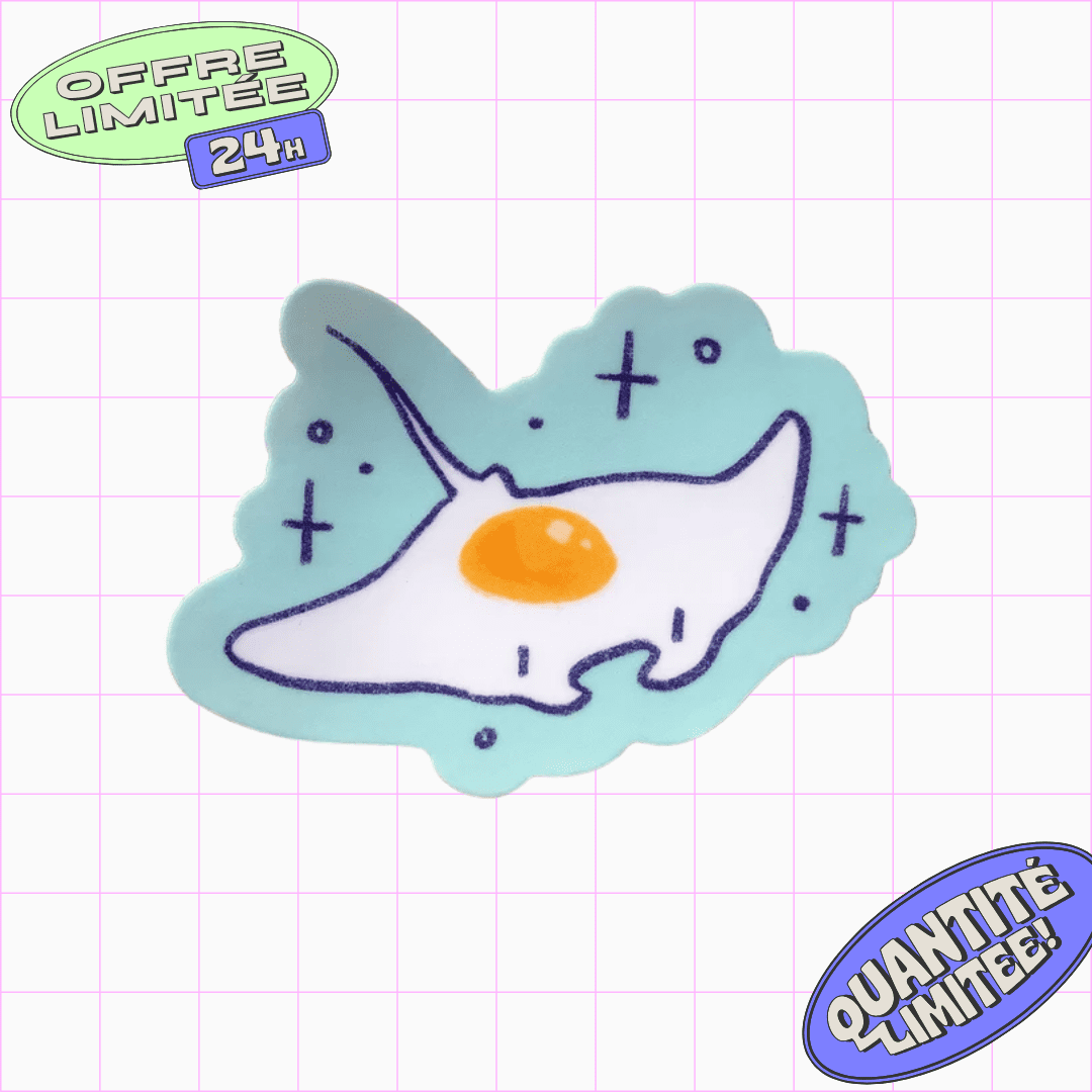 Manta Ray Egg Sunny Side Up Sticker | Cute Aquatic Animal Sting Ray ...