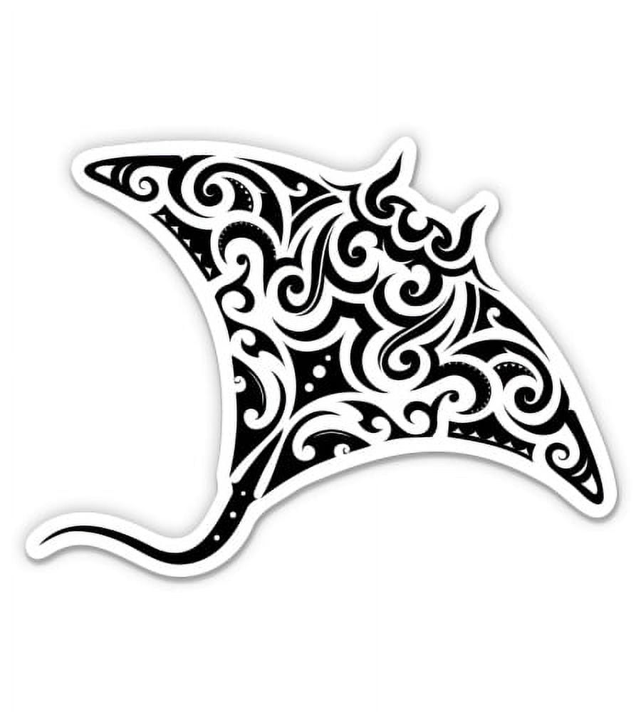 Manta Ray Fish Tattoo - 3" Vinyl Sticker - For Car Laptop I-Pad Phone ...