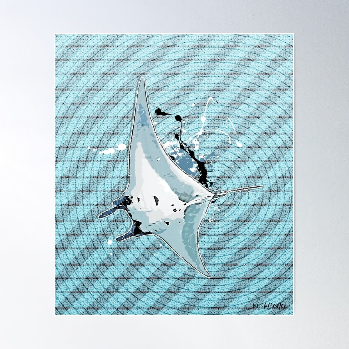 Manta Ray Ocean Poster Wall Art, Modern Wall Decor For Living Room ...