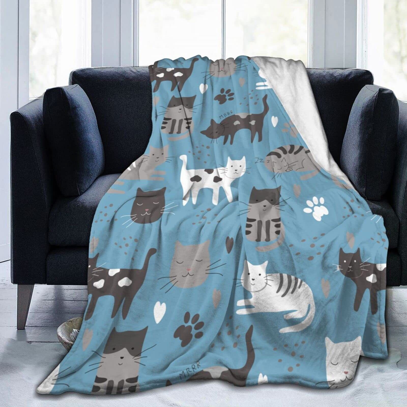 Manta con estampado de gatos, suave y có, multifuncional, ideal para sofás, camas y s. - Walmart.com