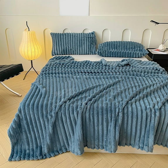 Manta de franela polar cálida y suave a rayas para sofá y cama ...