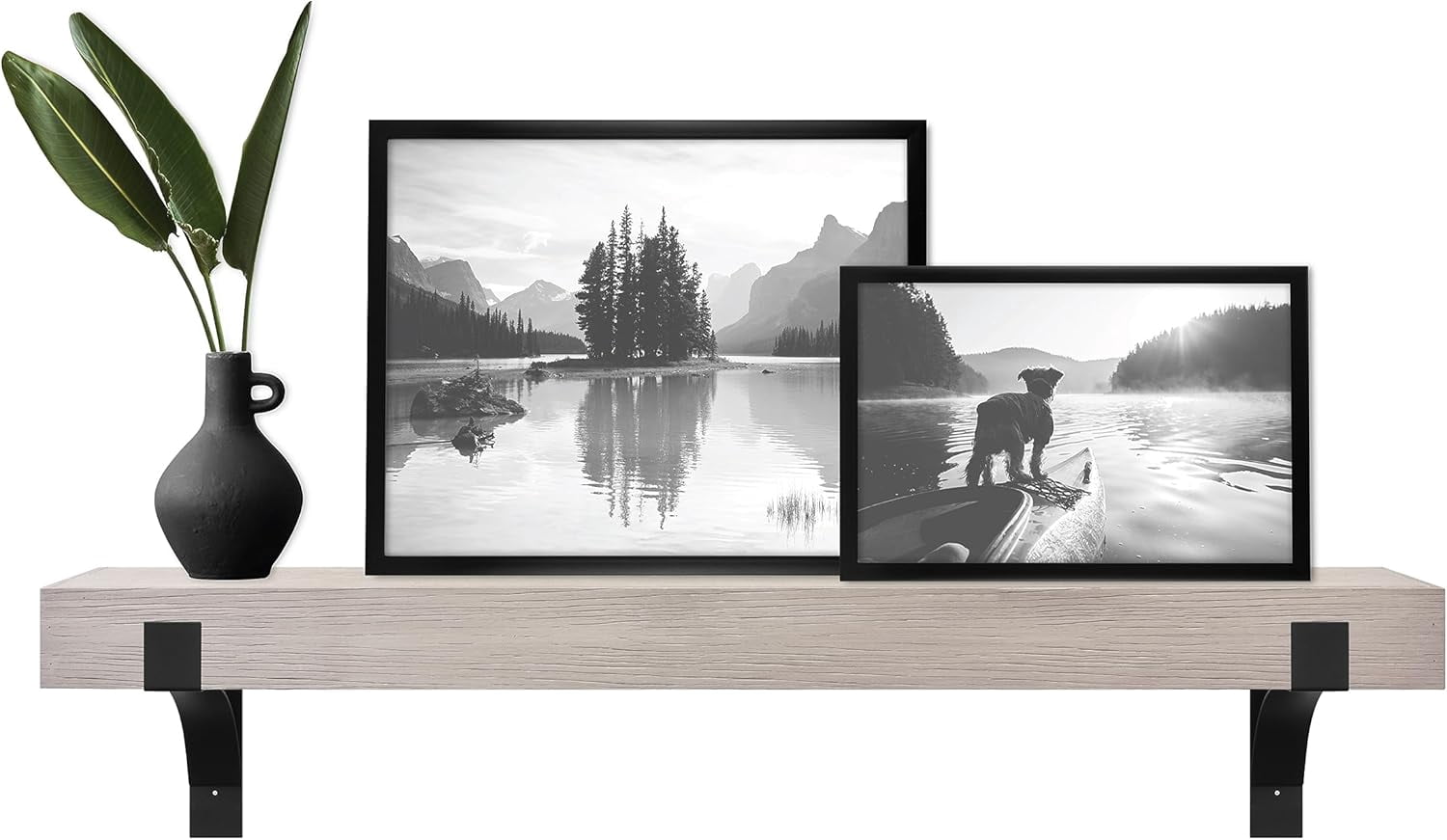 Mantel Antique Natural Finsh Solid Wood Floating Fireplace Mantel Long ...