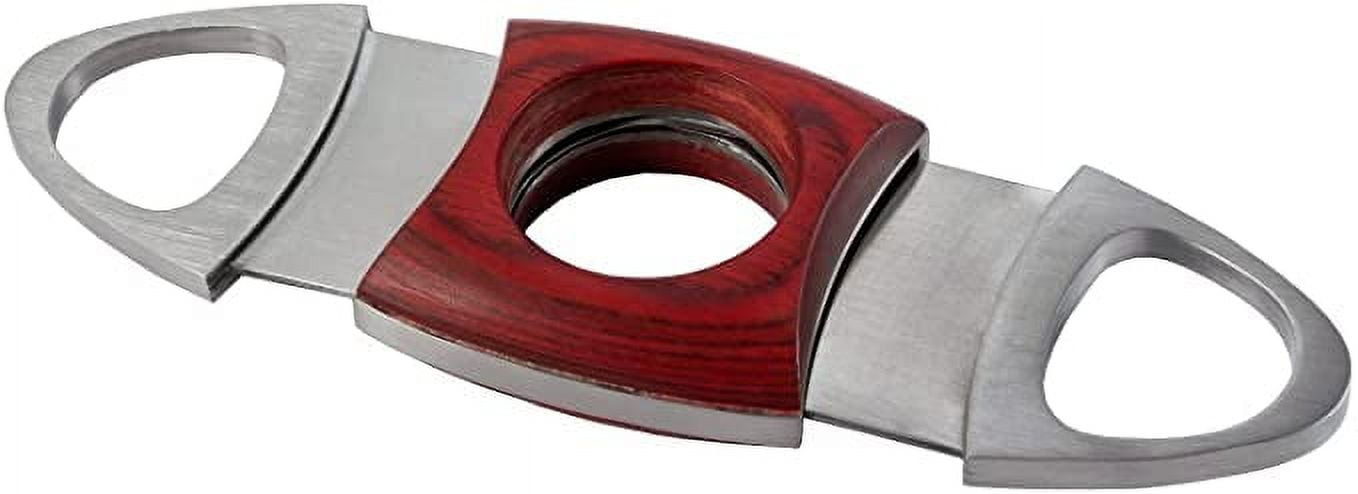 Mantello Double Guillotine Cigar Cutter- Cherry Wood & Stainless Steel ...