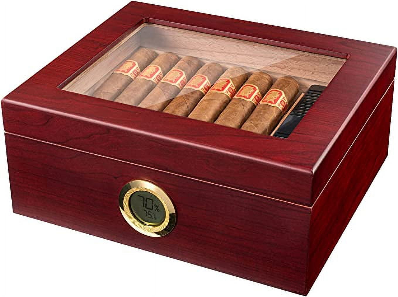 Mantello Humidor Cigar Box, Royal Glass-Top Cigar Humidors- Gifts for ...