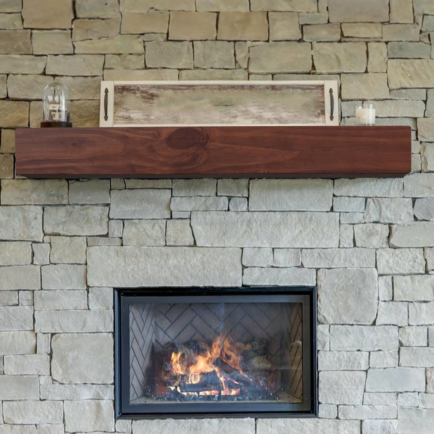 Mantels Direct Dakota 48 Inch Burnt Sienna Floating Pine Wood Fireplace ...