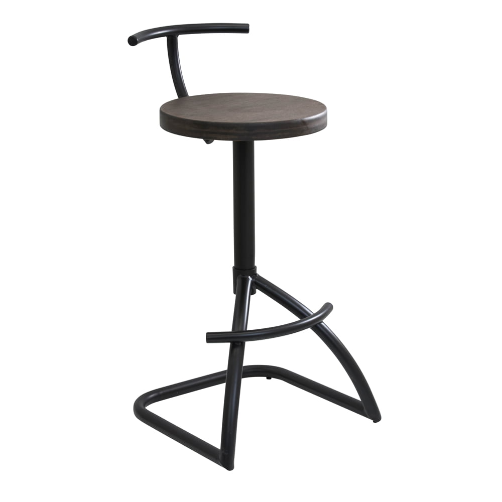 Mantis Industrial style Barstool in Black Metal with Espresso Wood Seat ...