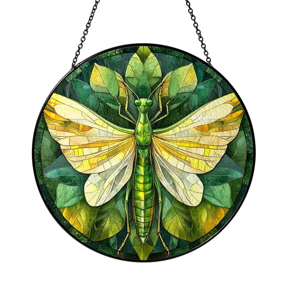 Mantis Insect Illustration Stained Glass Window Hanging - Walmart.com