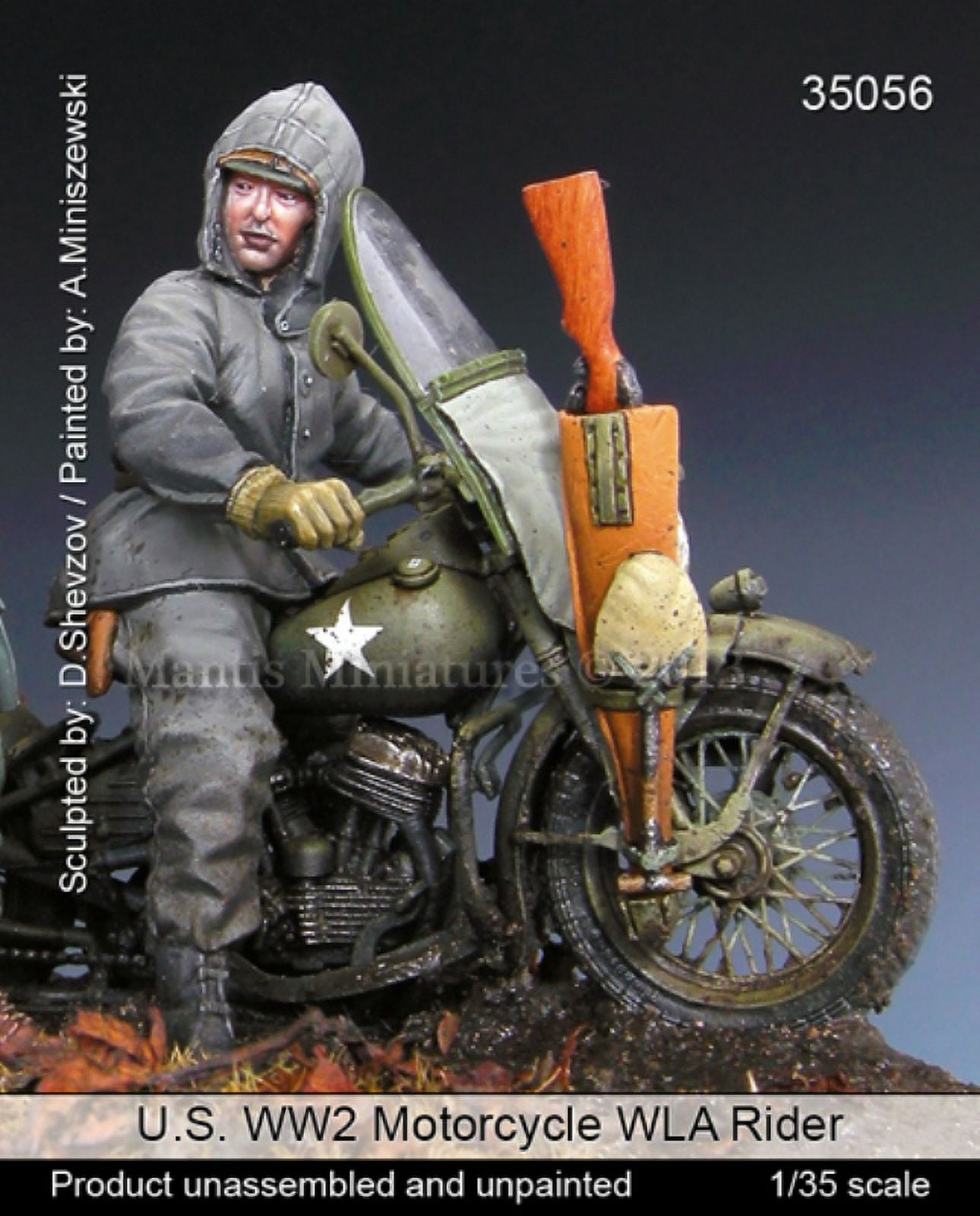 Mantis Miniatures 1:35 WWII U.S Motorcycle WLA Rider Resin Figure Kit ...
