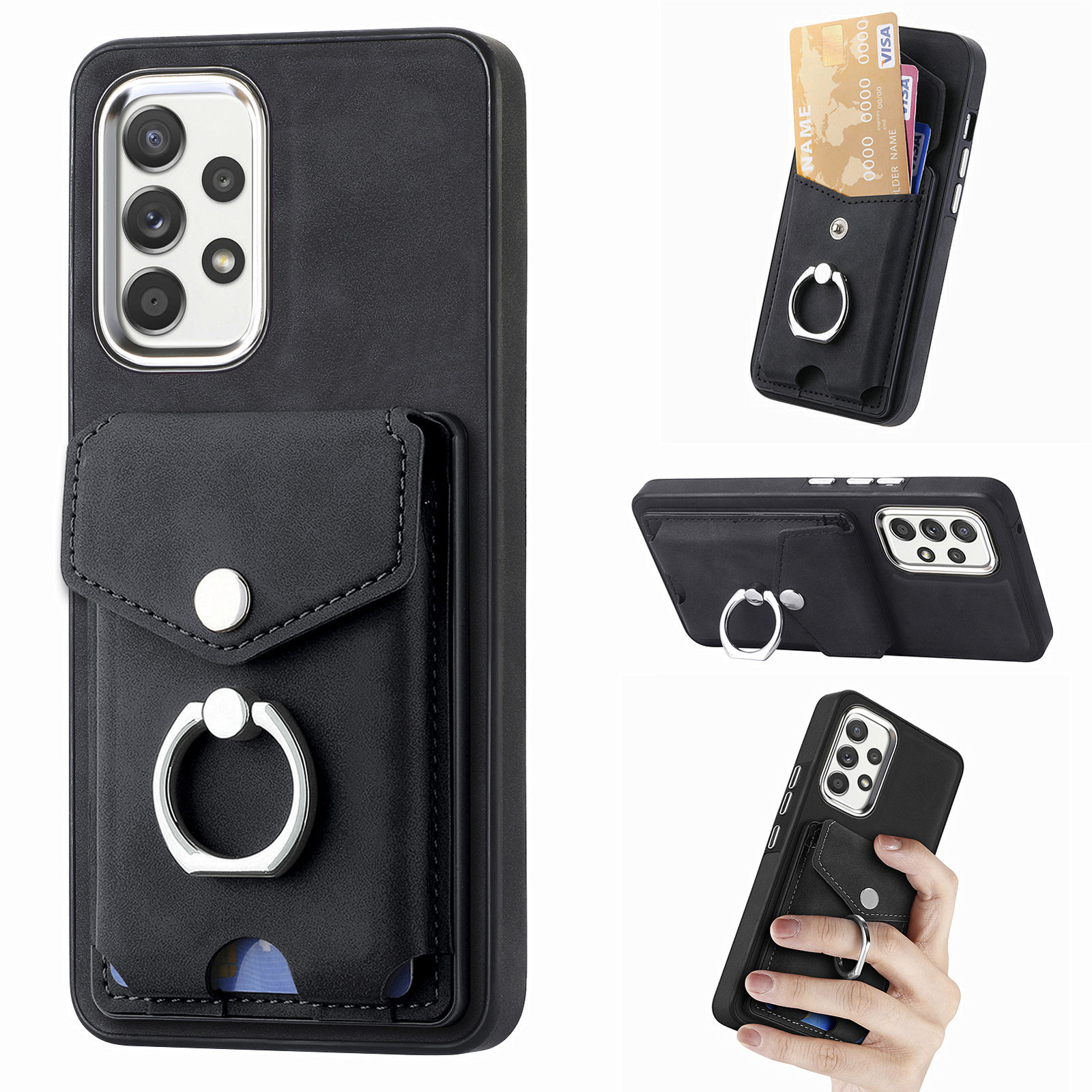 Mantto Case For Samsung A72 5G, Wallet with Card Holder, 360°Rotation Finger Ring Holder ...