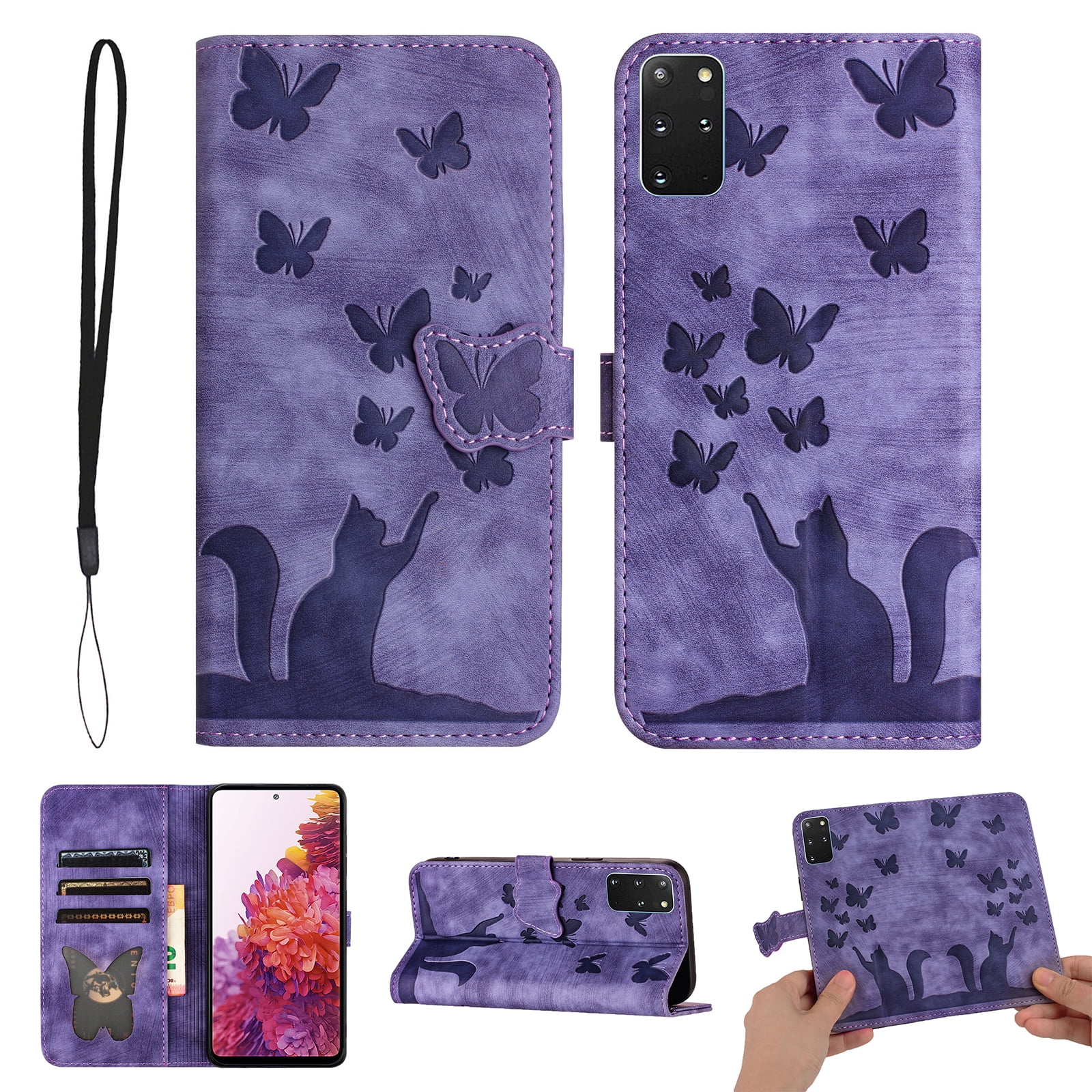 Mantto Cases for Samsung Galaxy S20 Butterfly Embossed & Cute Cat Patterned Wallet Case for ...