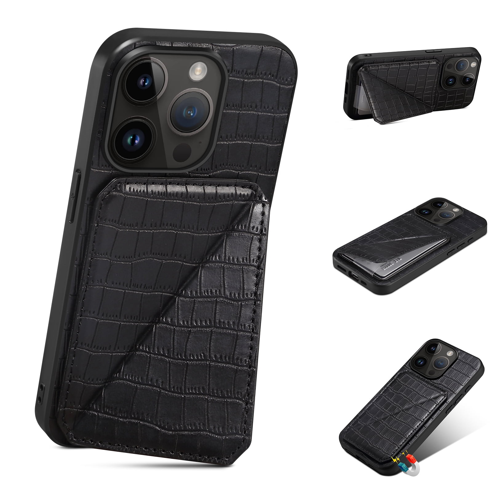 Mantto Crocodile Grain PU Leather Back Wallet Phone Case for iPhone 12 Pro Max, Hidden Magnetic ...