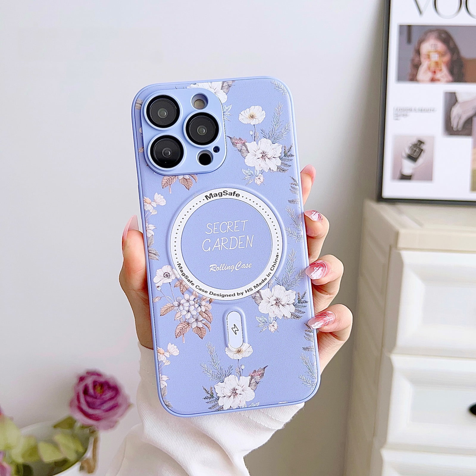 Mantto Magnetic Case for iPhone 11 Compatible with MagSafe Rubber Silicone Flower Embossed ...