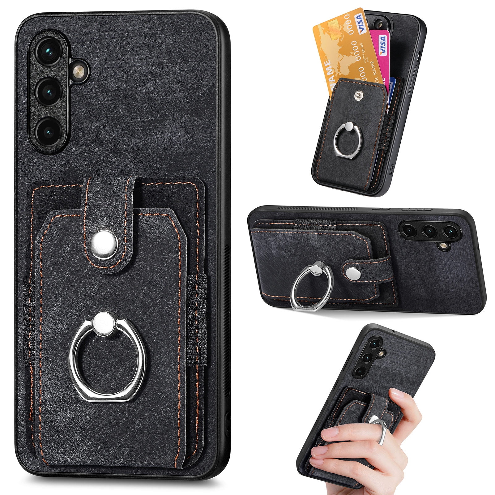 Mantto for Samsung Galaxy A35 Back Wallet Case,with Elastic Card Holder,Shockproof PU Leather ...
