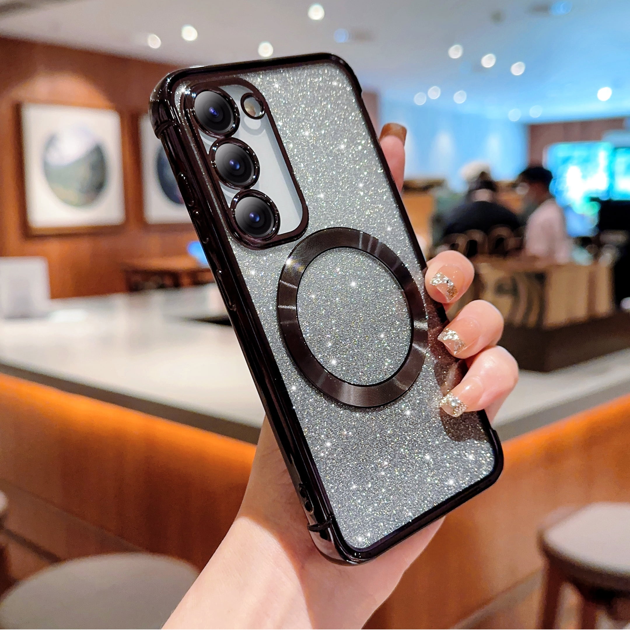 Mantto for Samsung Galaxy S23 Plus Magnetic Gradient Glitter Case Compatible with Magsafe ...