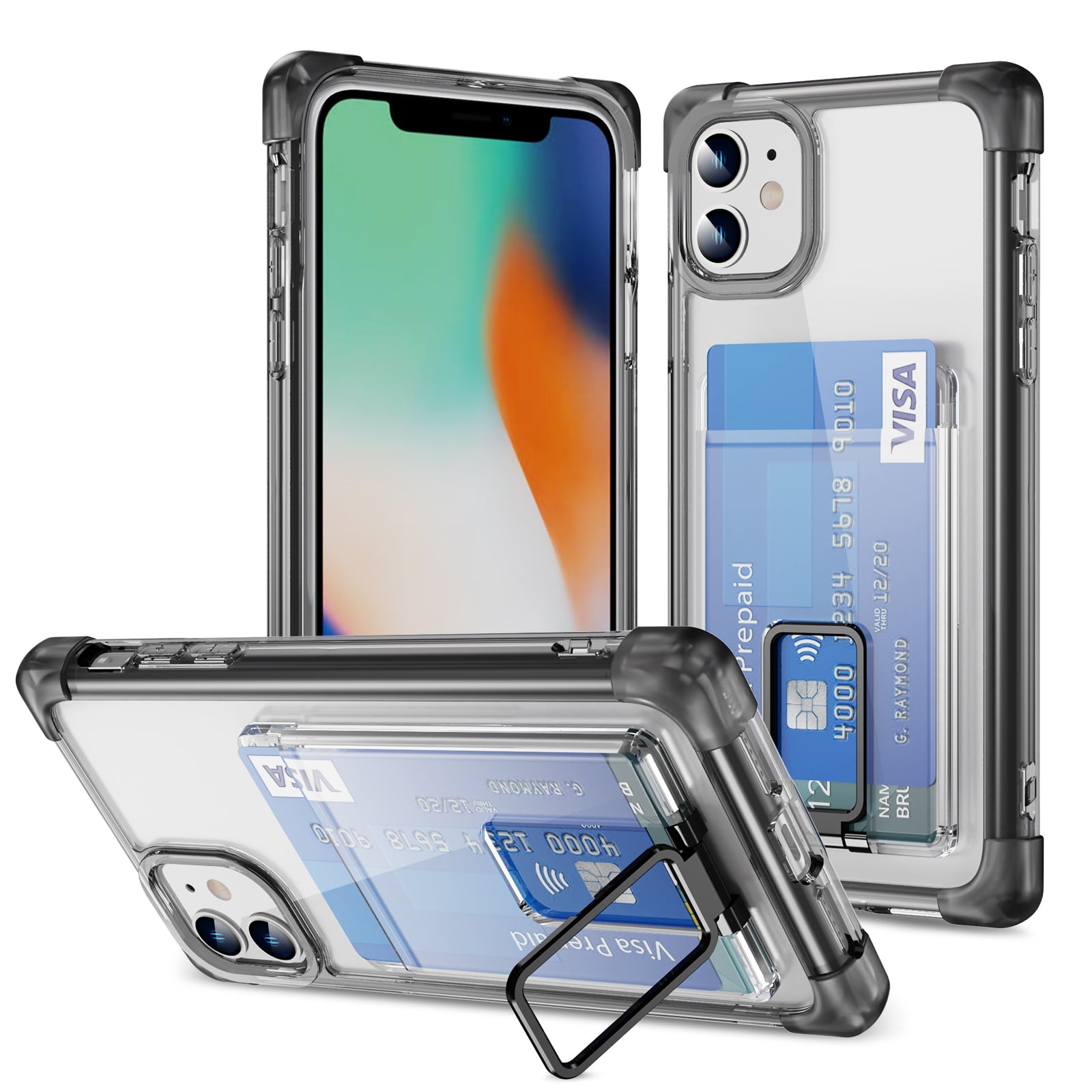 Mantto for iPhone 11 Case Wallet Clear Protective Phone Case with Credit Card Holder Heavy Duty ...