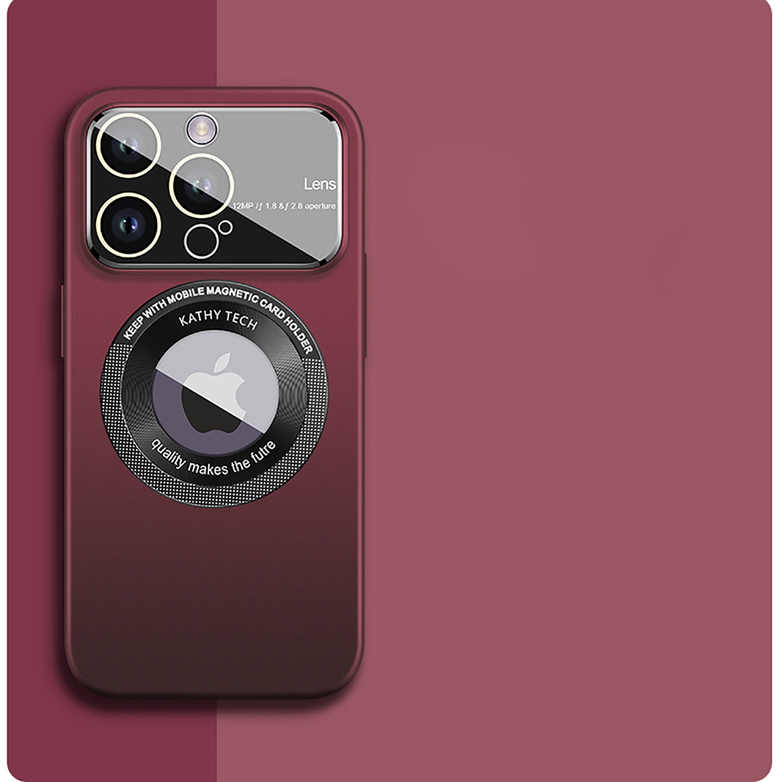 Mantto for iPhone 15 Plus, Luxury PC + Glass Lens Window View + Logo View Shockproof Compatible ...