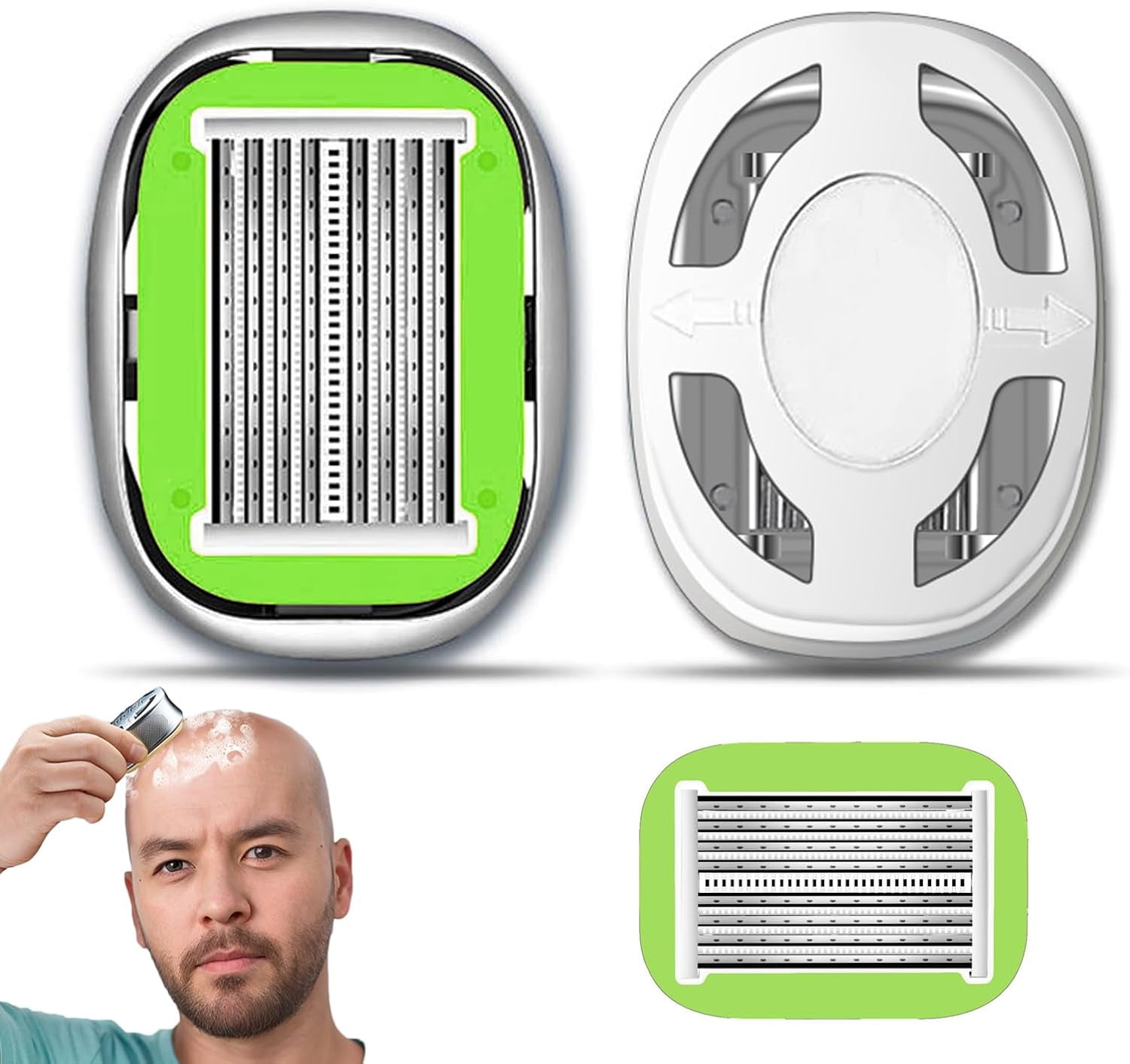 Manual Bald Head Shaving Tool, Classic Bald Head Shaver for Men, Dual ...