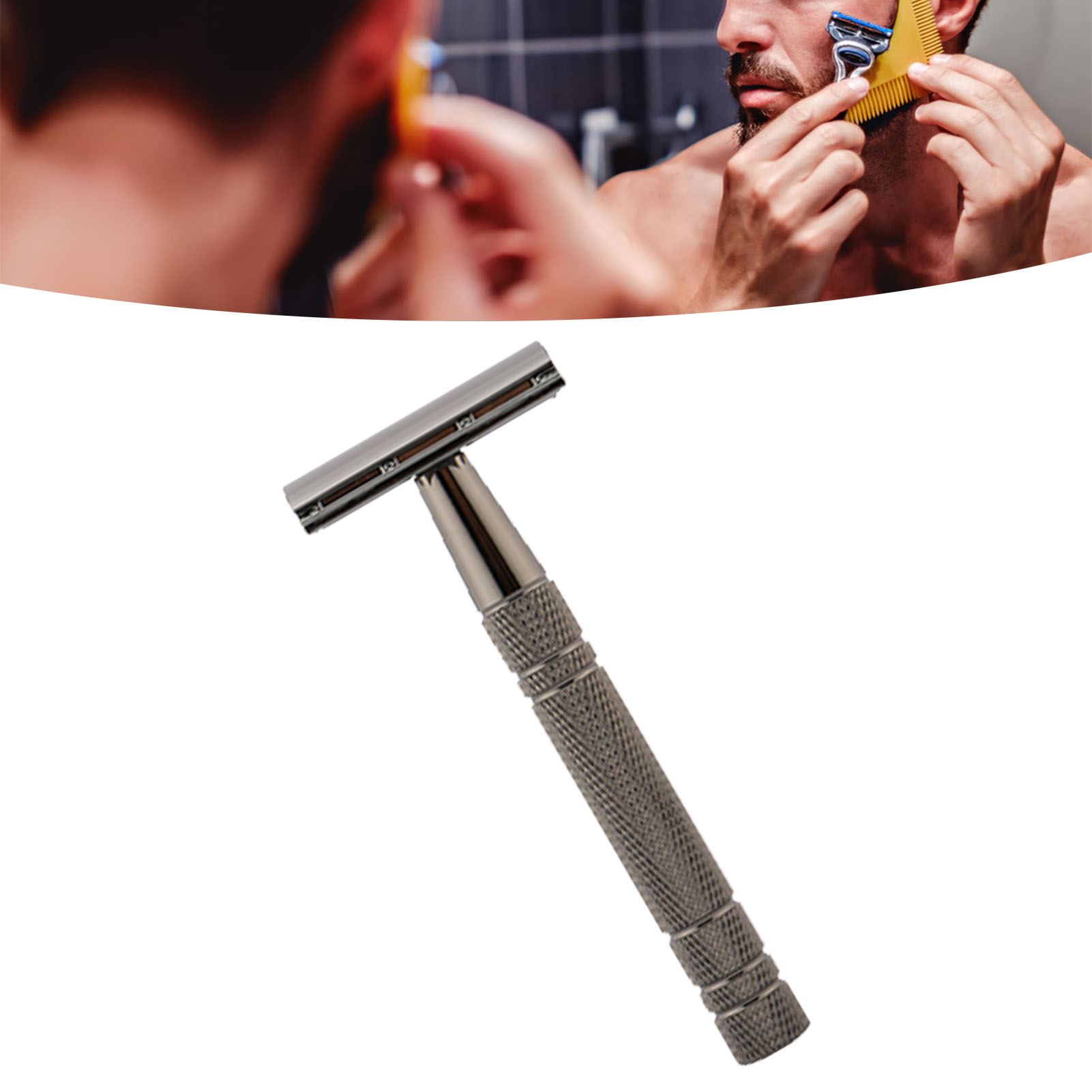 Manual Beard Trimmer 5 Blades Professional Metal Safe Portable Double ...