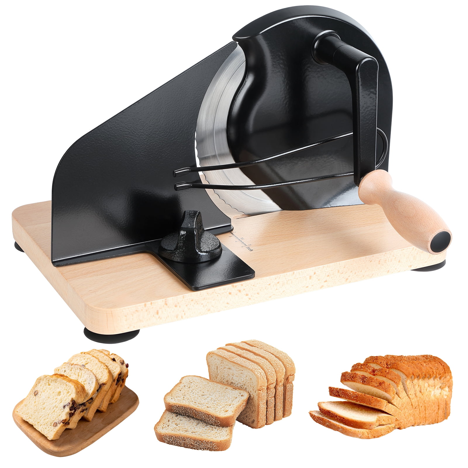 Manual Bread Slicer, Hand Crank Adjustable Thickness Bread Cutter with ...