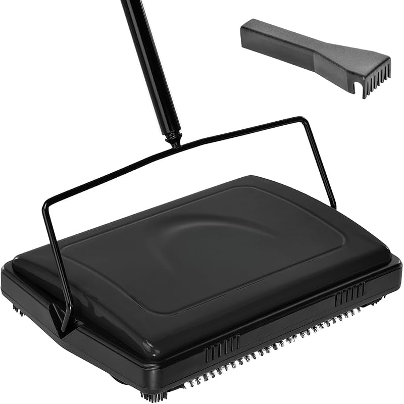 Manual Carpet Sweeper Triple Brush – Cordless Non Electric Multi ...