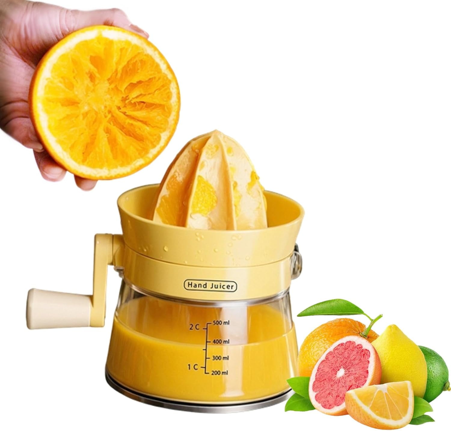 Manual Citrus Juicer with Rotating Crank - Max Juice Extraction for ...