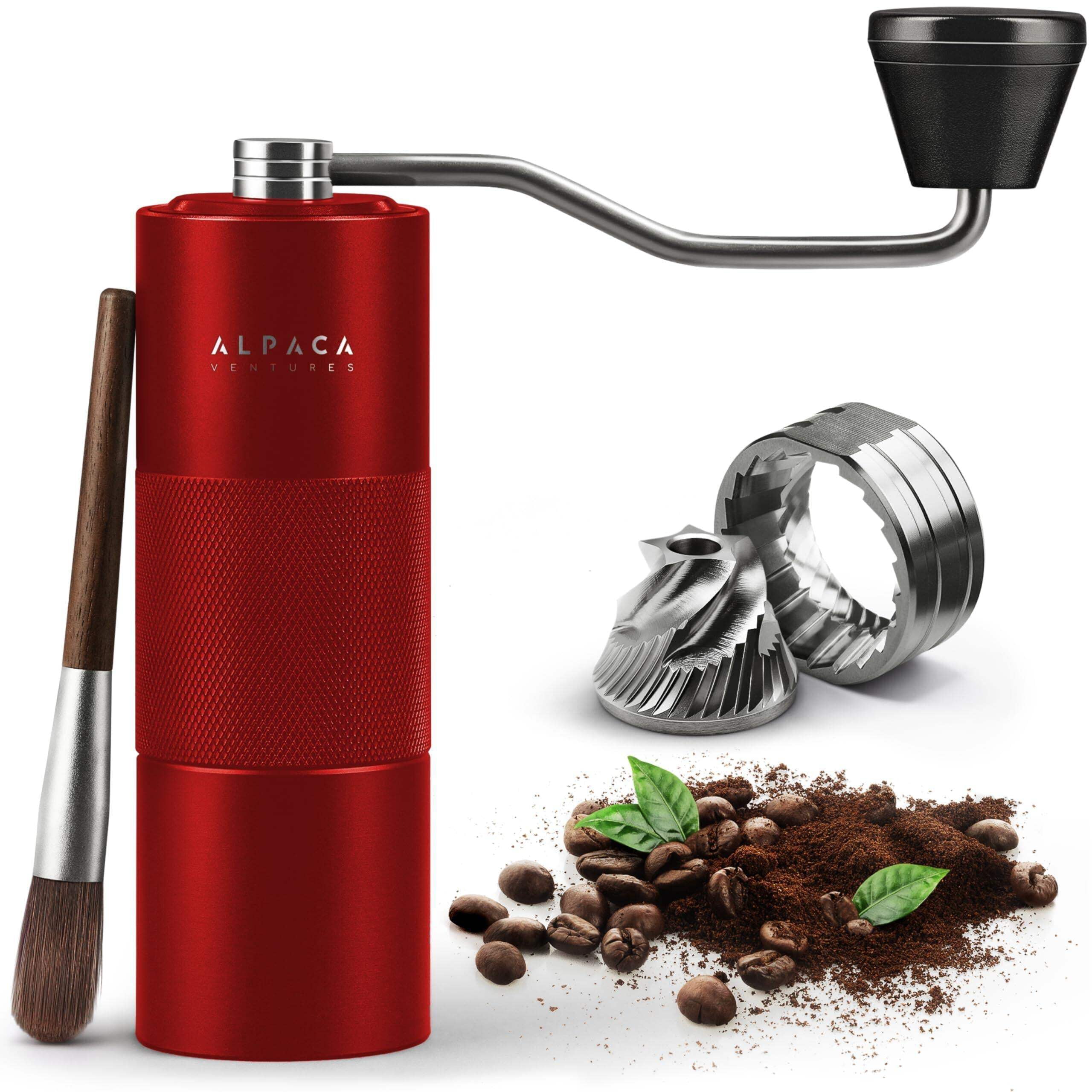 Manual Coffee Grinder Stainless Steel Conical Burr Red Coffee Grinder ...