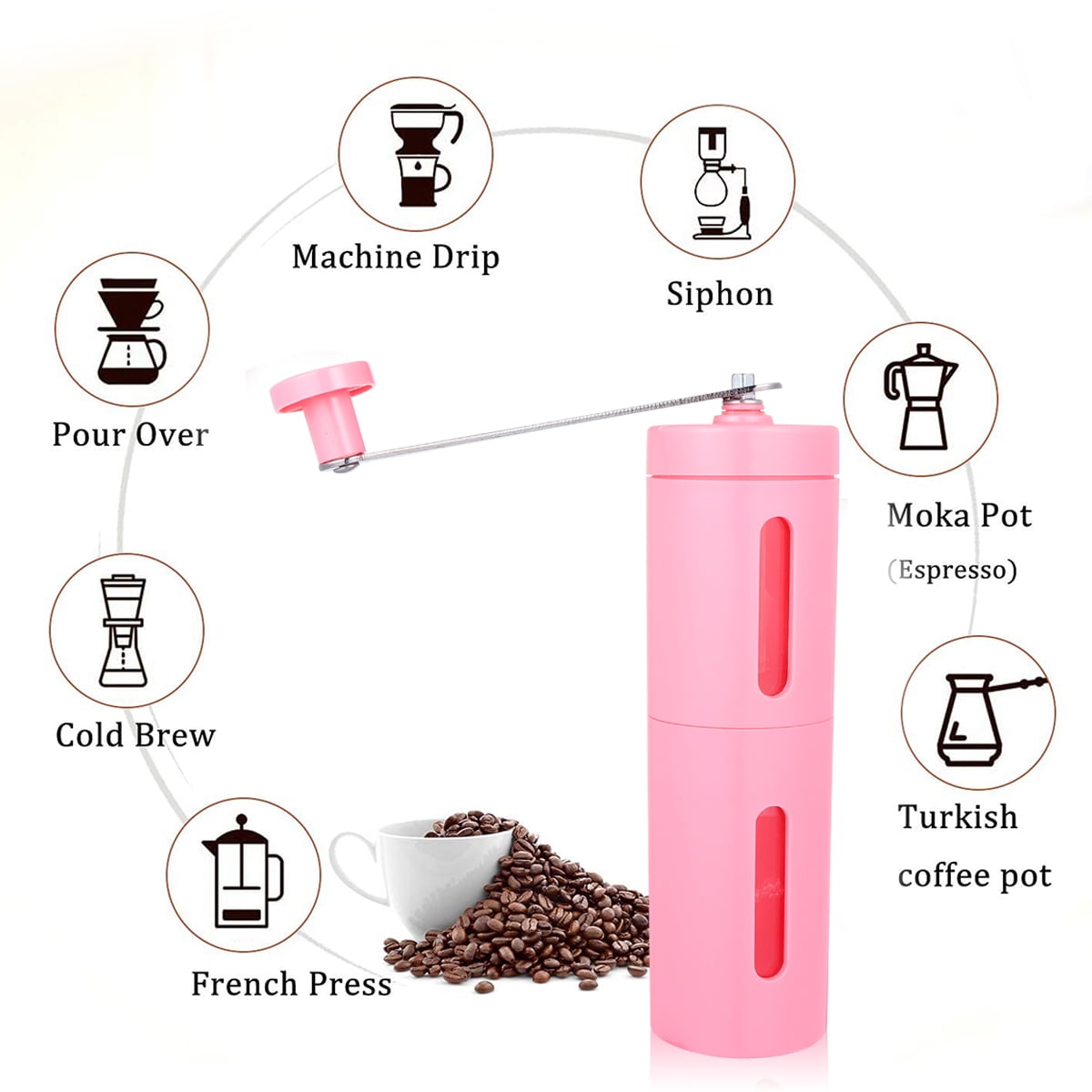 Manual Coffee Grinder with Adjustable Setting Portable Hand Coffee ...