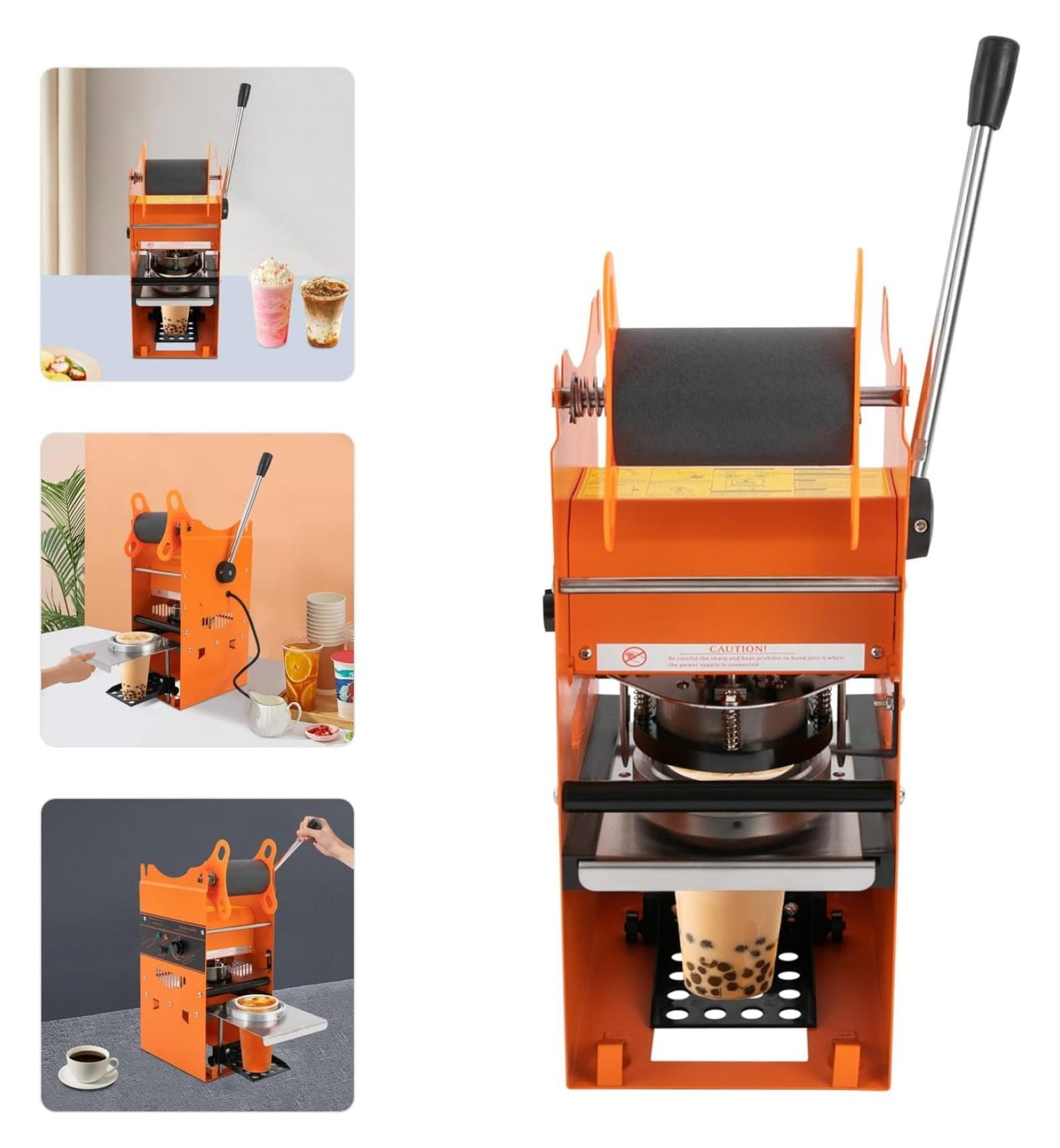 Manual Cup Sealing Machine, Boba Cup Sealer Machine 300W Electric Milk ...