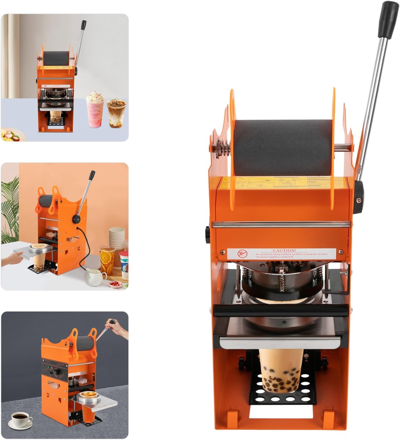 Manual Cup Sealing Machine, Boba Cup Sealer Machine 300W Electric Milk ...