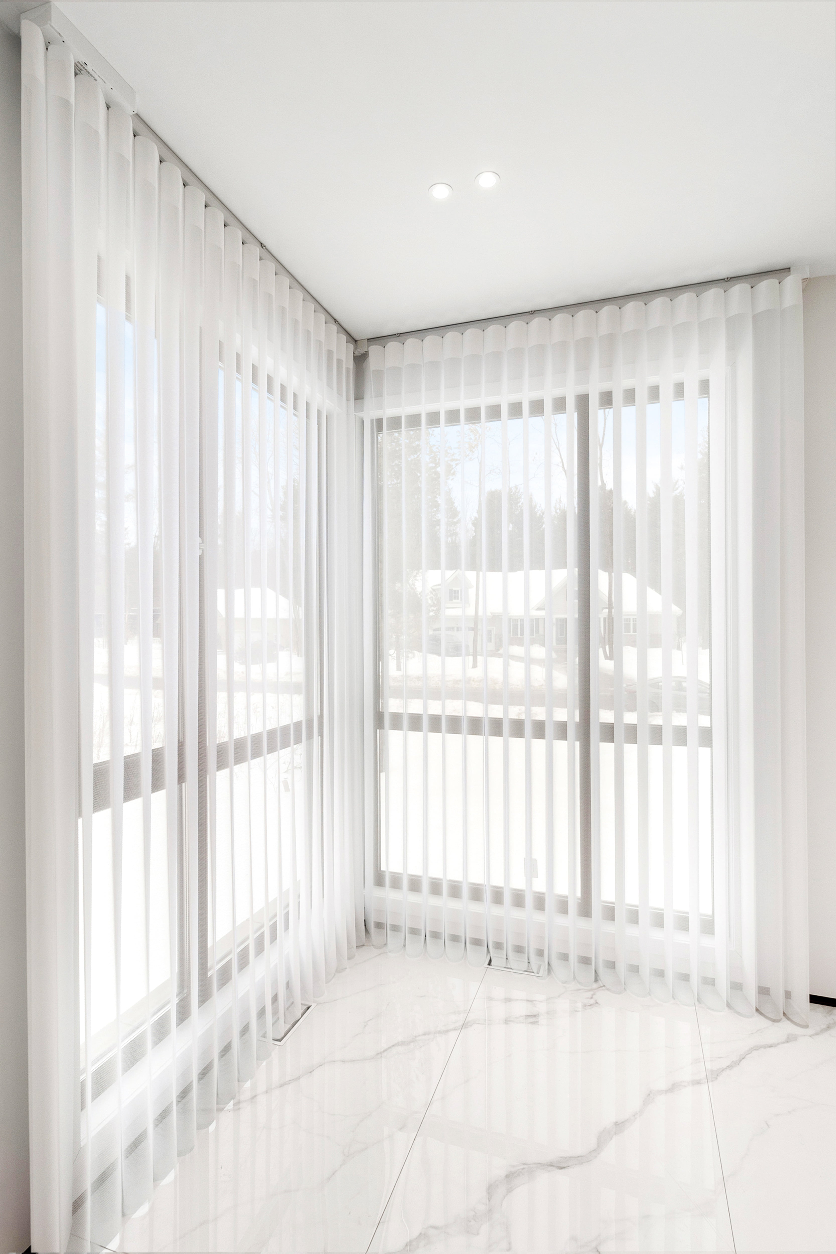 Manual Custom Sheer Vertical Curtains with the Versatility of Blinds Window Furnishings Home ...
