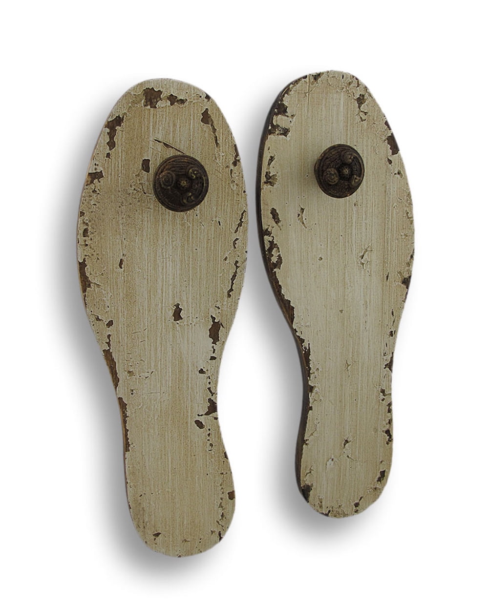 Manual Distressed Finish Antique White Wood Shoe Sole Wall Pegs ...