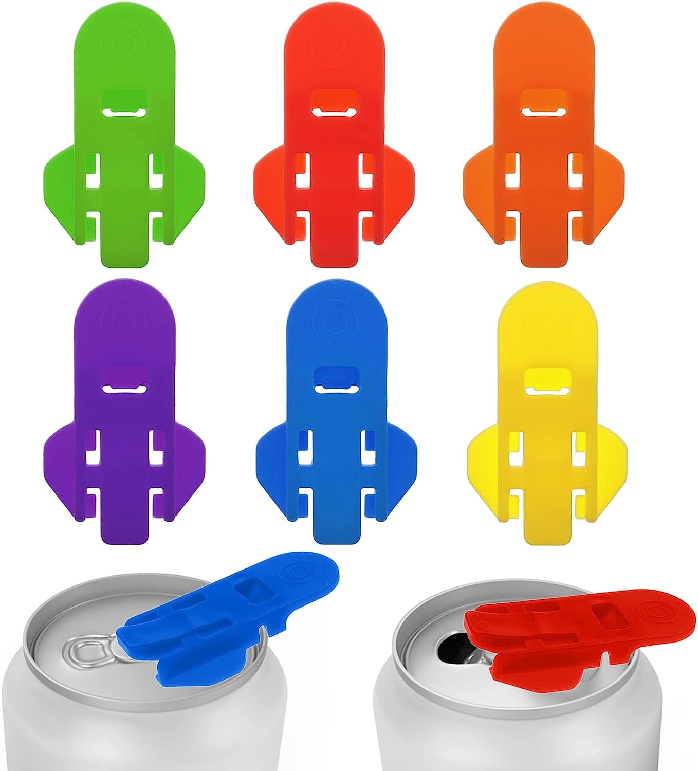Manual Easy Can Opener, 6Pcs Colored Drink Protector for Soda Coke ...