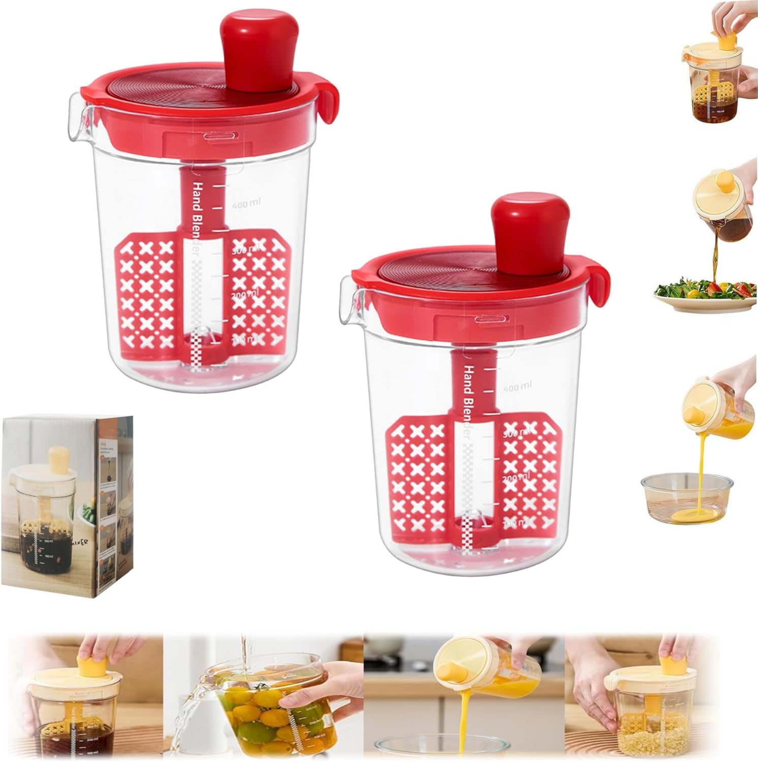 Manual Egg Mixing Cup with Scale,Hand Blender,Mixing Cups with Scale ...