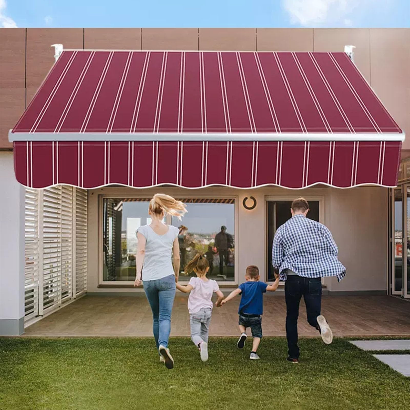 Manual/Electric Retractable Patio Awning Replacement Waterproof Fabric ...