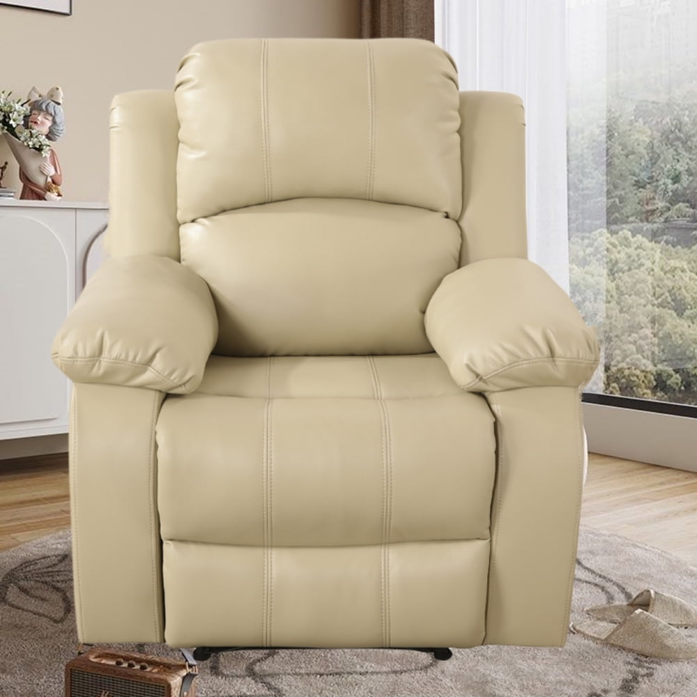 Manual Faux Leather Recliner Chair Full Reclining Chair for Living Room ...