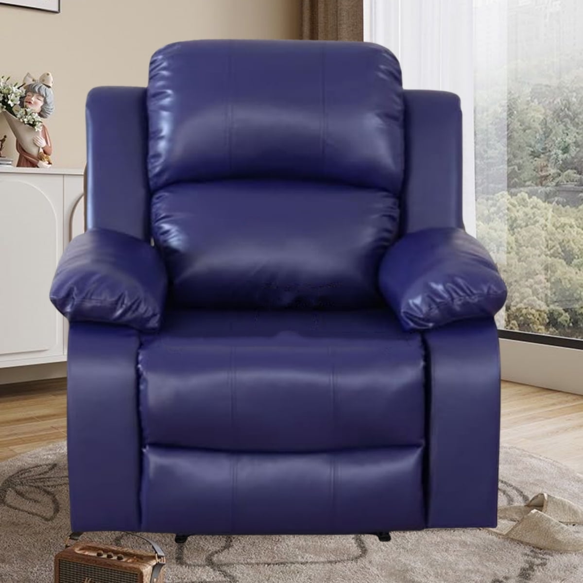 Manual Faux Leather Recliner Chair Full Reclining Chair for Living Room ...