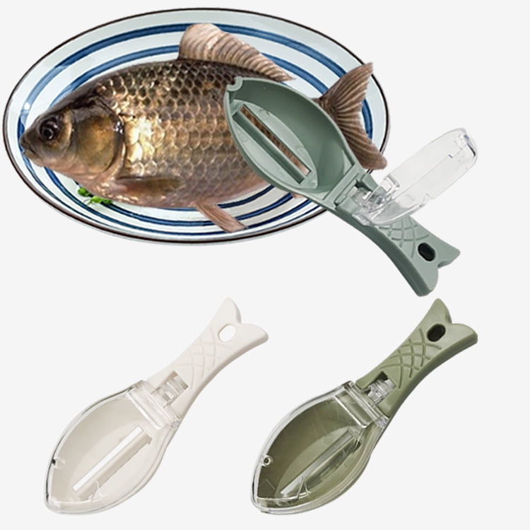 Manual Fish Scaler with Cover - Kitchen Fish Scaling Tool, Plastic Fish ...